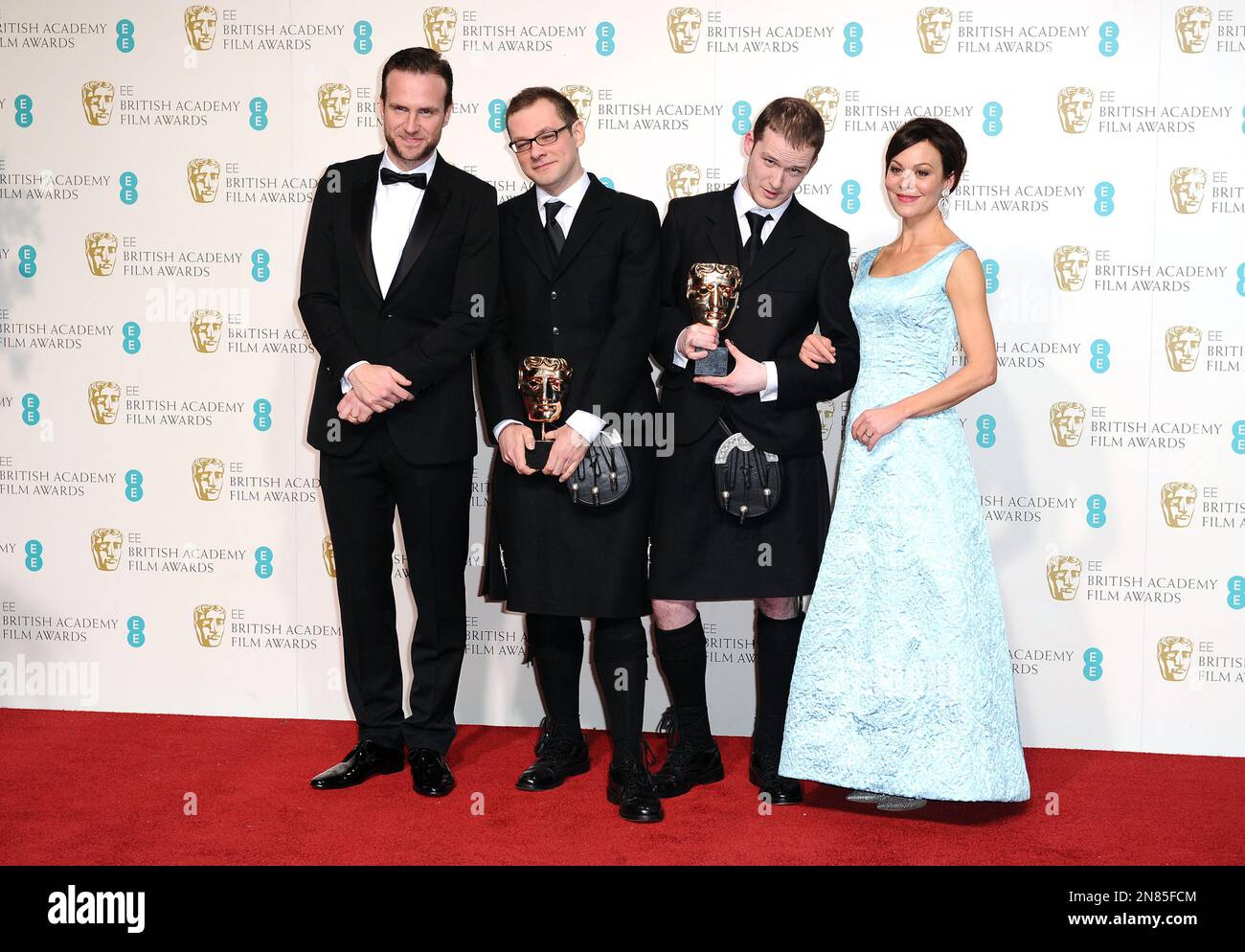 British actor Rafe Spall, from left, Ainslie Henderson and Will ...