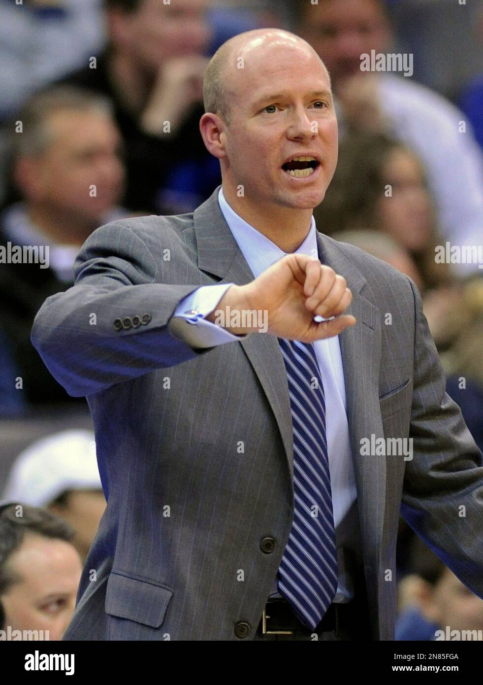 Seton Hall coach Kevin Willard signals to his team during the second ...