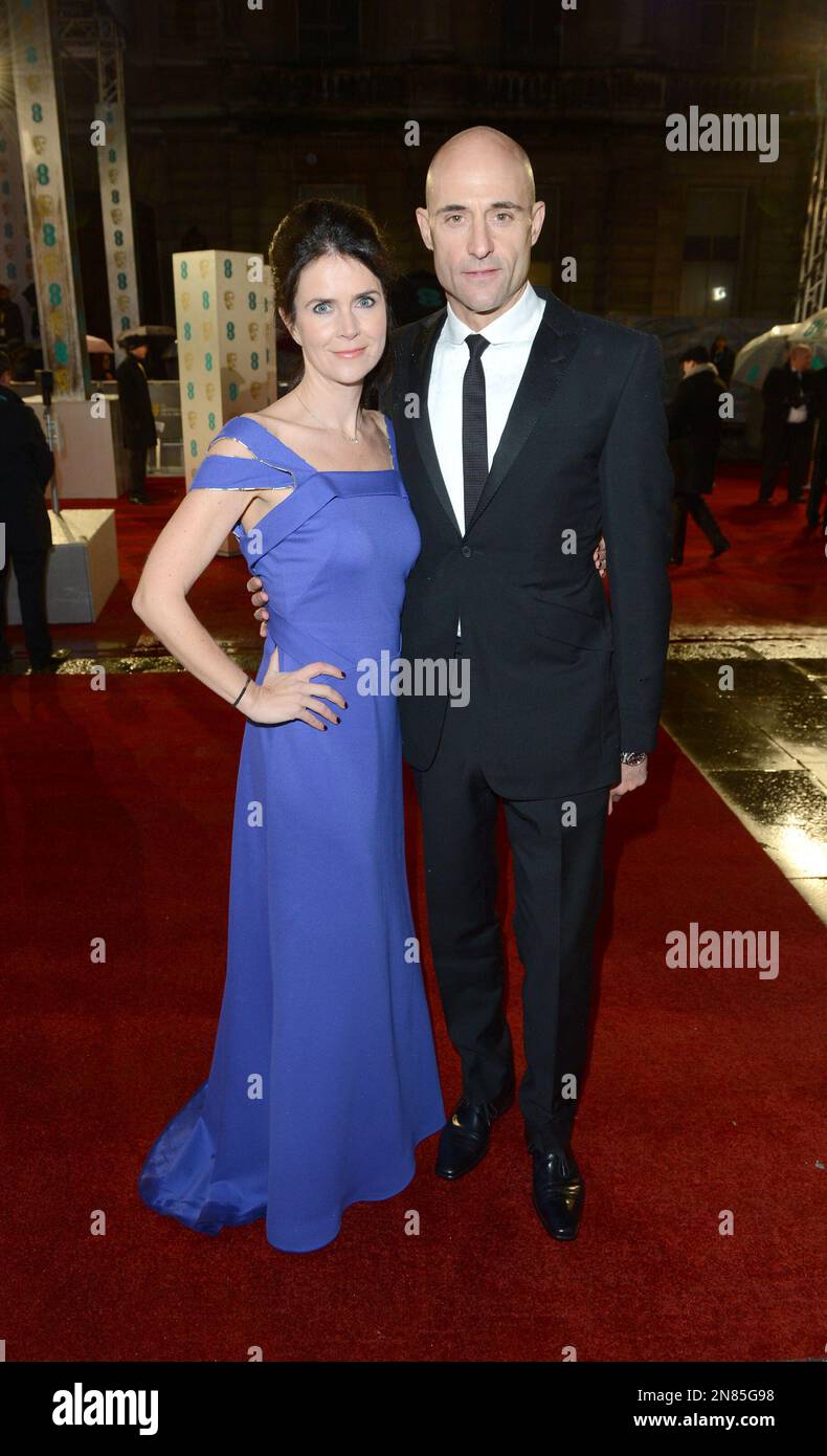 Mark Strong and guest seen arriving for the BAFTA Film Awards at the ...