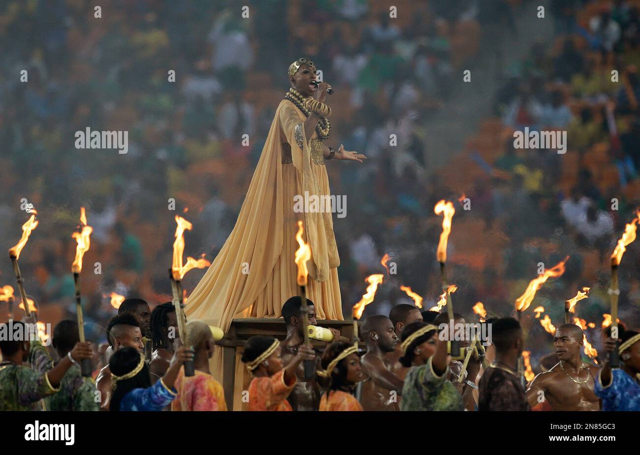 South African artist Zonke performs during the closing ceremony of the ...