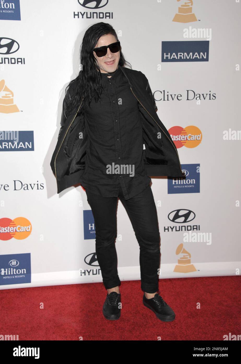 Recording artist Skrillex arrives at the Clive Davis Pre-GRAMMY Gala on ...