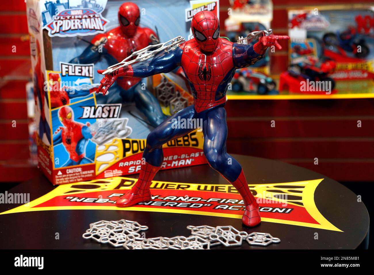Hasbro’s new POWER WEBS RAPID FIRE WEB BLAST SPIDER-MAN, standing at ...
