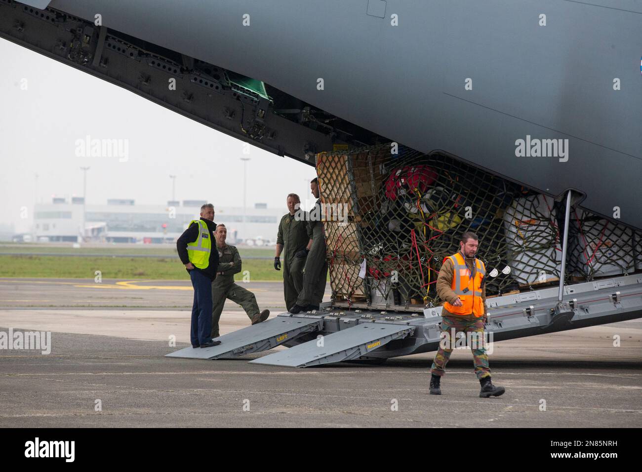 Illustration picture shows the departure of a logistics team of the ...
