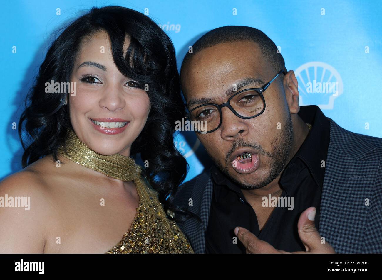 Monique Idlett, left, and Timbaland arrive at the launch of the ...