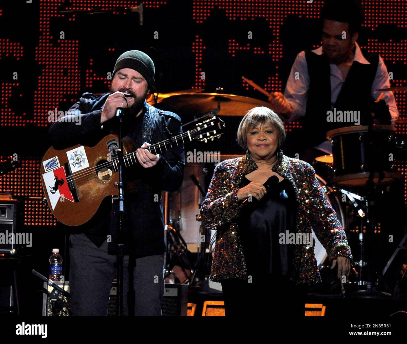 Zac Brown, left, and Mavis Staples perform "My City of Ruins" on stage ...