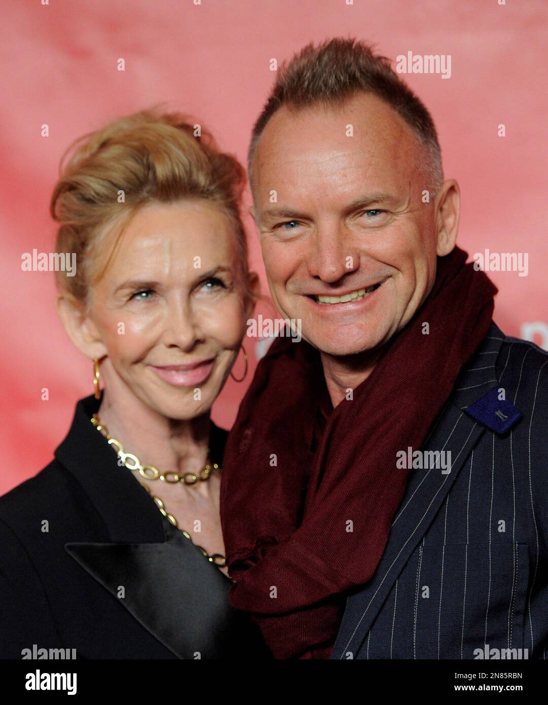 Sting, right, and Trudie Styler arrive at the MusiCares Person of the ...