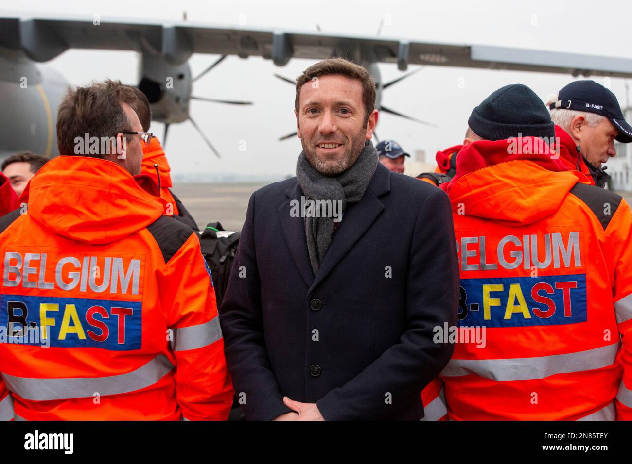 Spokesman Nicolas Fierens poses for the photographer at the departure ...