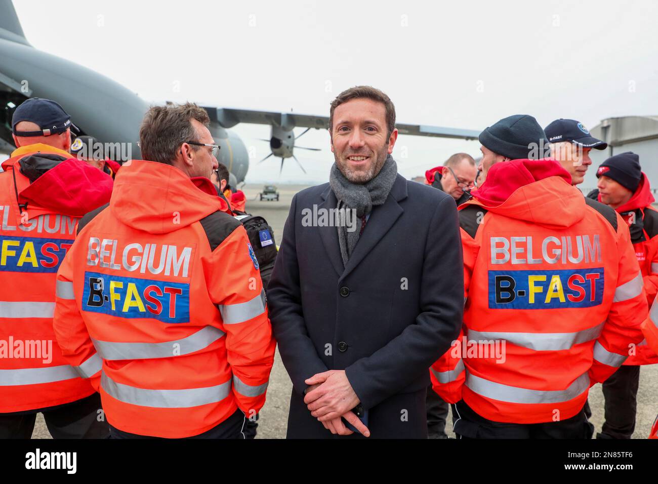 Spokesman Nicolas Fierens poses for the photographer at the departure ...
