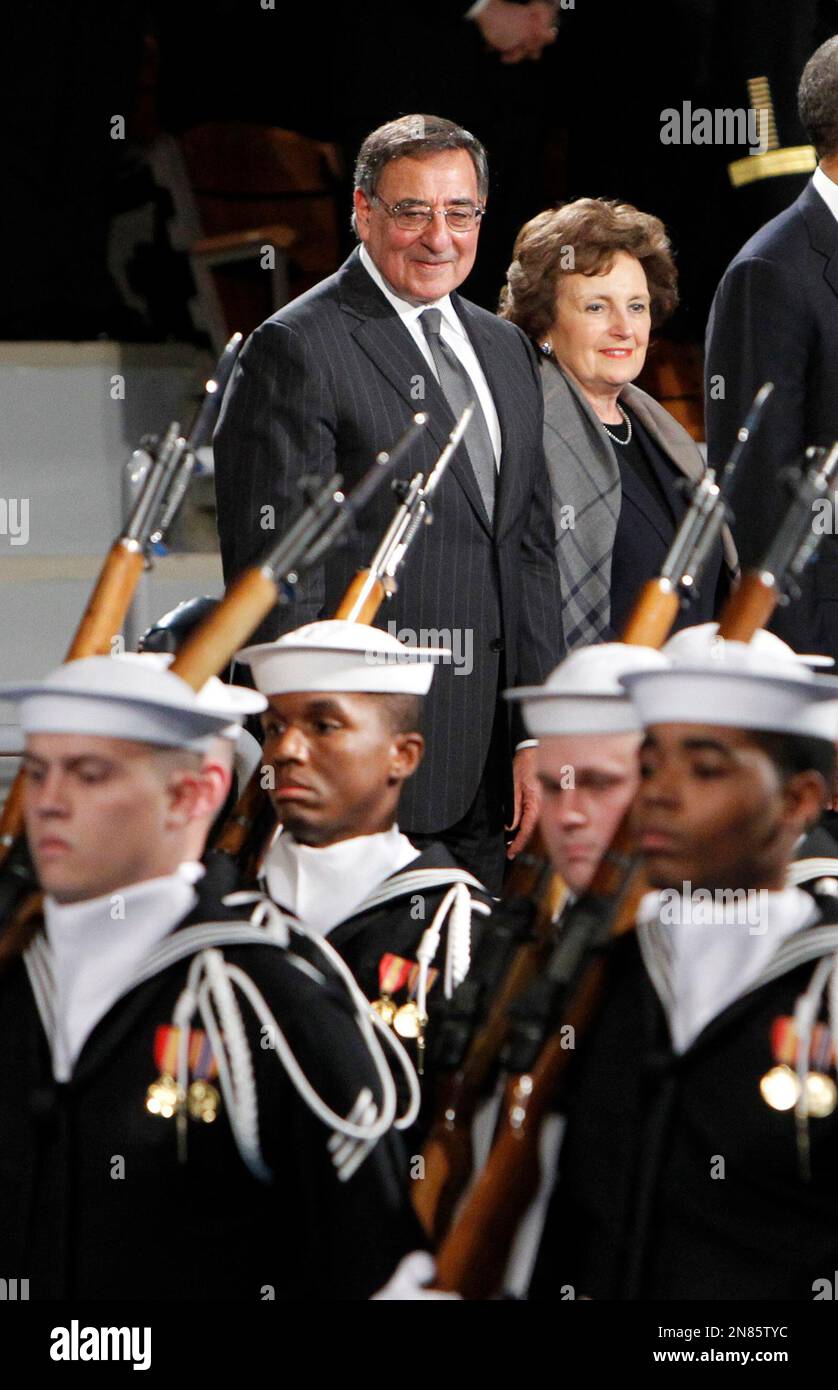 Outgoing Defense Secretary Leon Panetta and his wife Sylvia watch ...