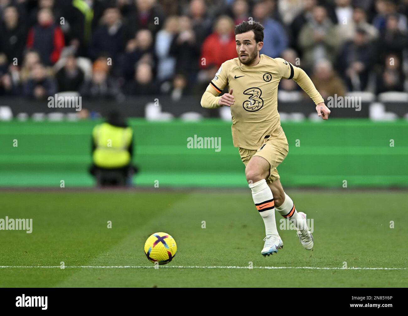 London, UK. 11th Feb, 2023. Ben Chilwell (Chelsea) during the West Ham ...