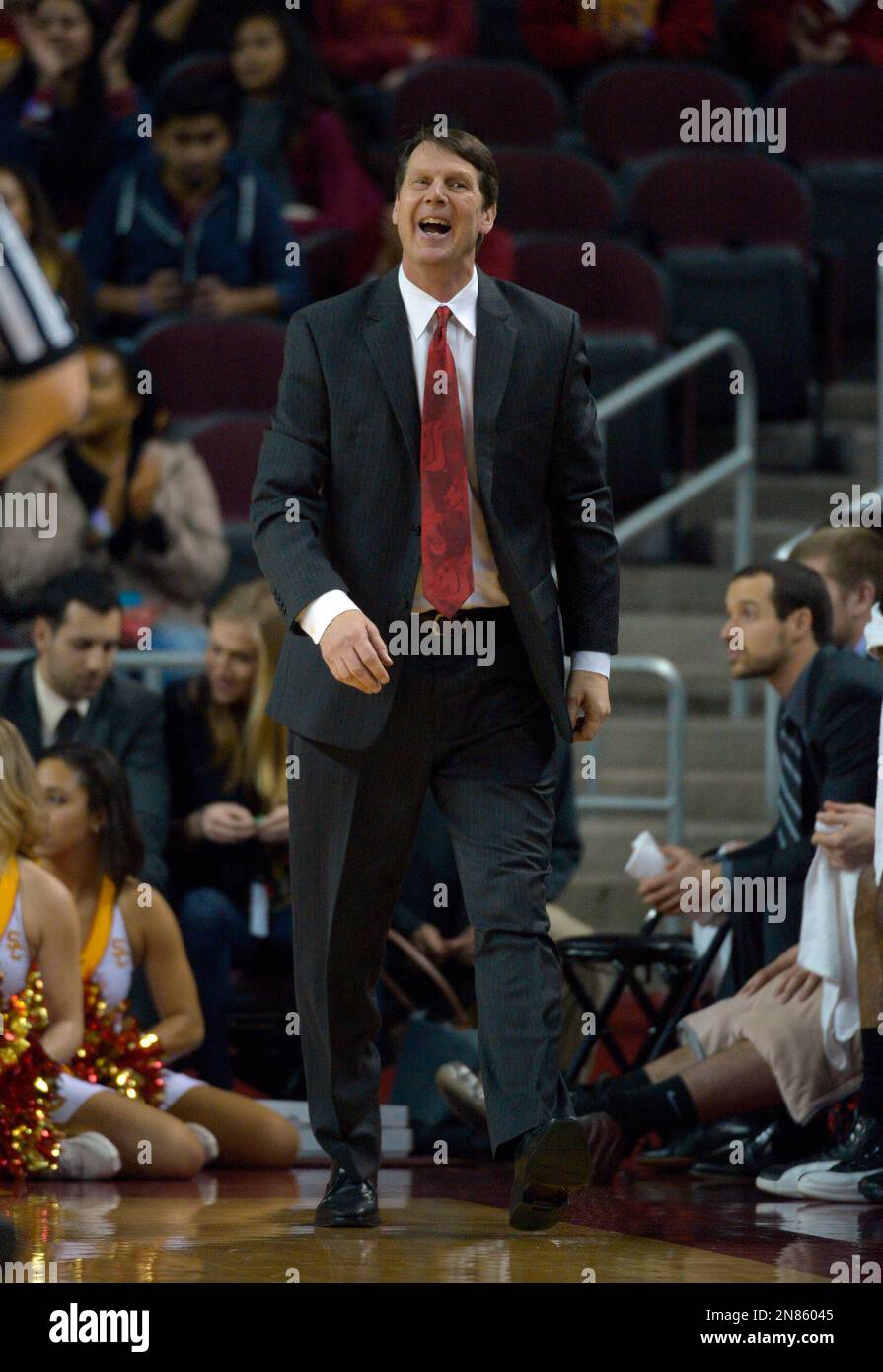 Washington State head coach Ken Bone laughs during the first half of ...
