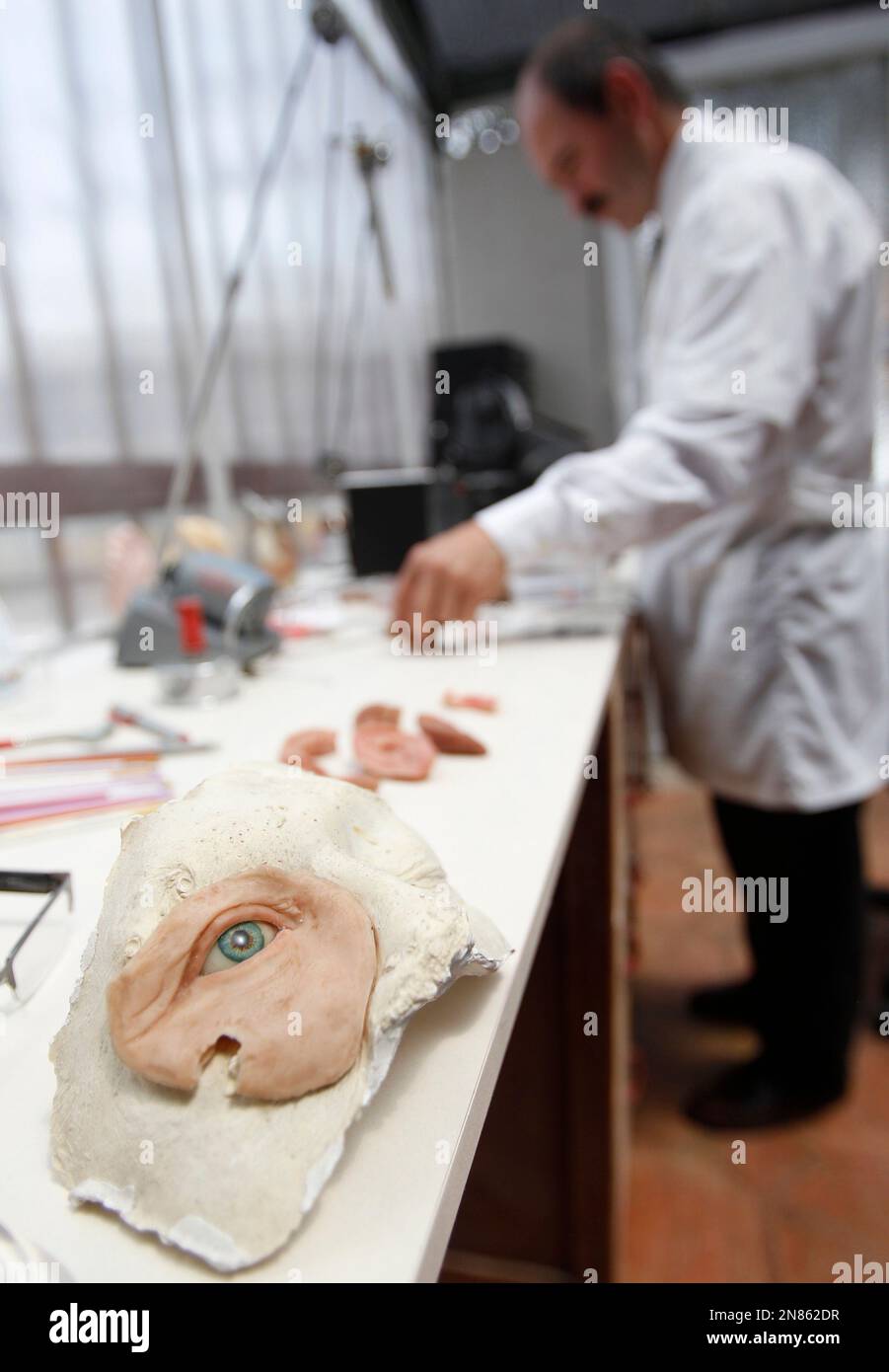 Anaplastologist Hernan Baron works in studio where he creates ...