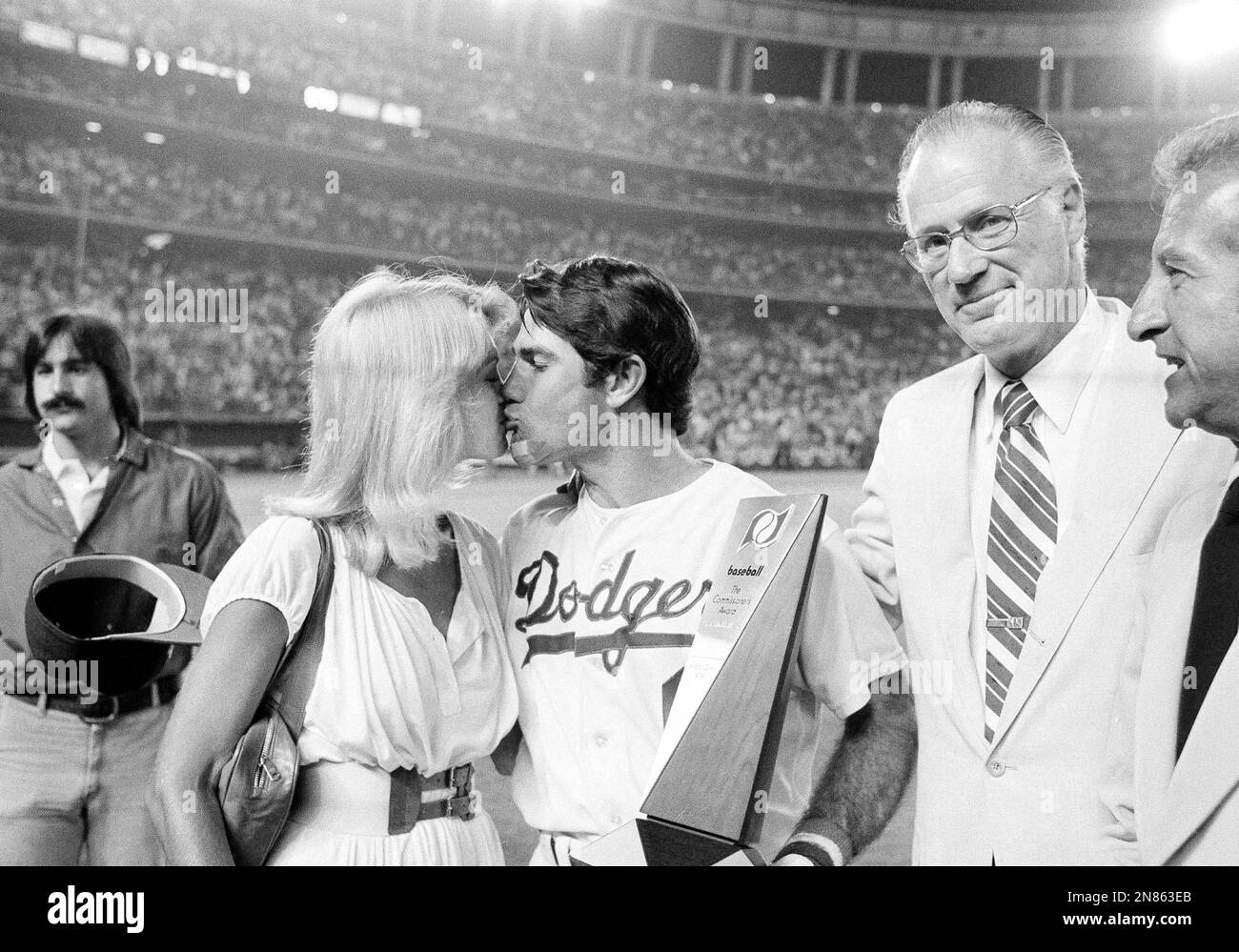 Los Angeles Dodgers Steve Garvey, holding the Most Valuable Player ...