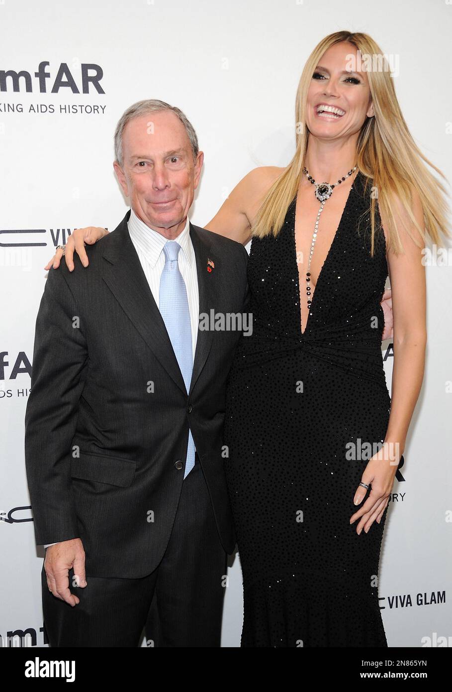 New York Mayor Michael Bloomberg and honoree Heidi Klum attend amfAR's ...