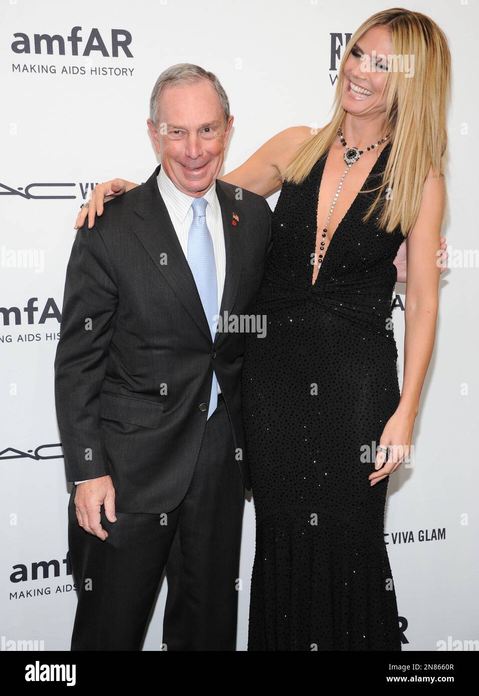 New York Mayor Michael Bloomberg and honoree Heidi Klum attend amfAR's ...