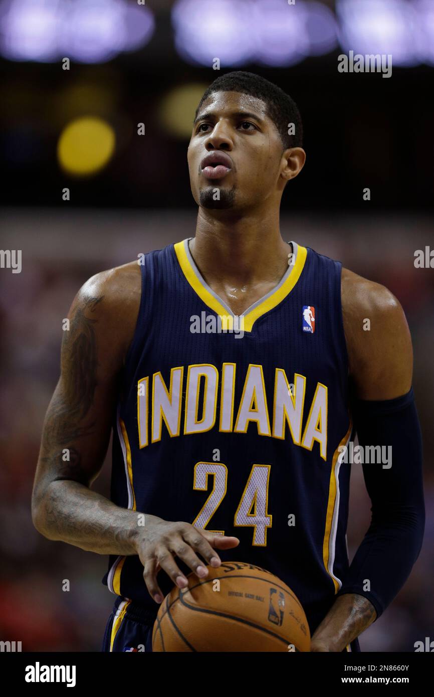 Indiana Pacers' Paul George in action during an NBA basketball game ...