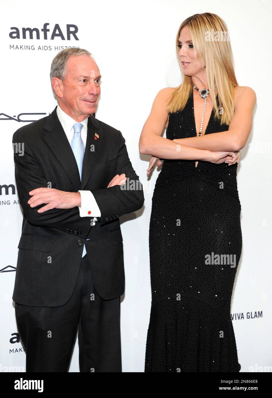 New York Mayor Michael Bloomberg and honoree Heidi Klum attend amfAR's ...