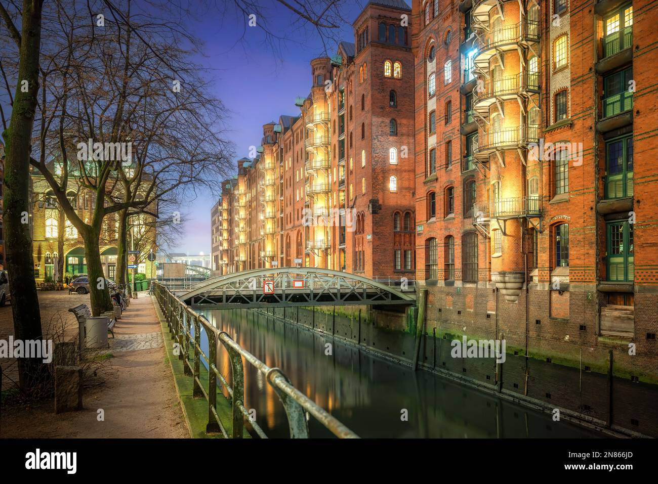 Brick Buildings, Canal and Hollandischbrookfleetbrucke bridge at ...