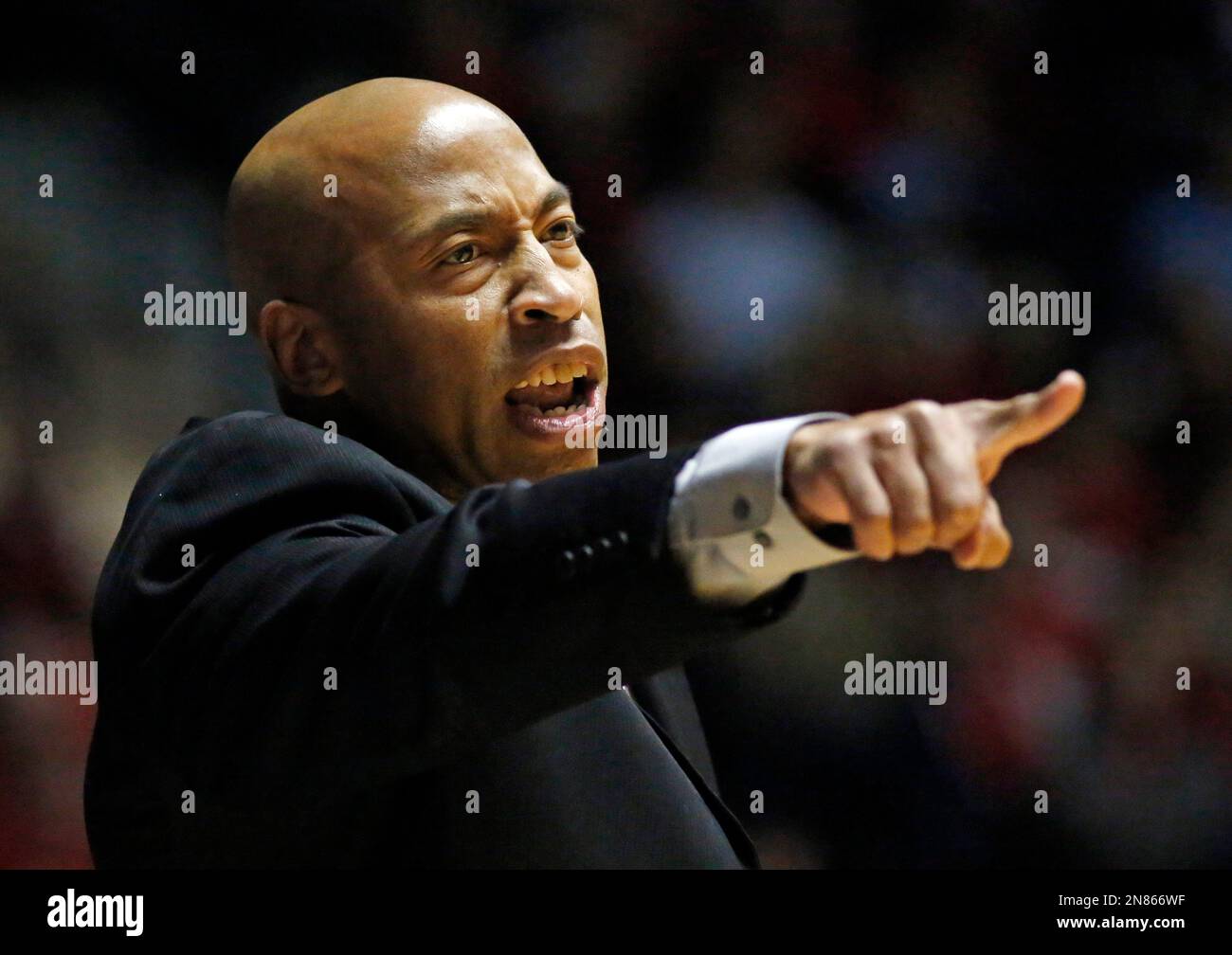 Mississippi State basketball coach Rick Ray yells at the officials in ...