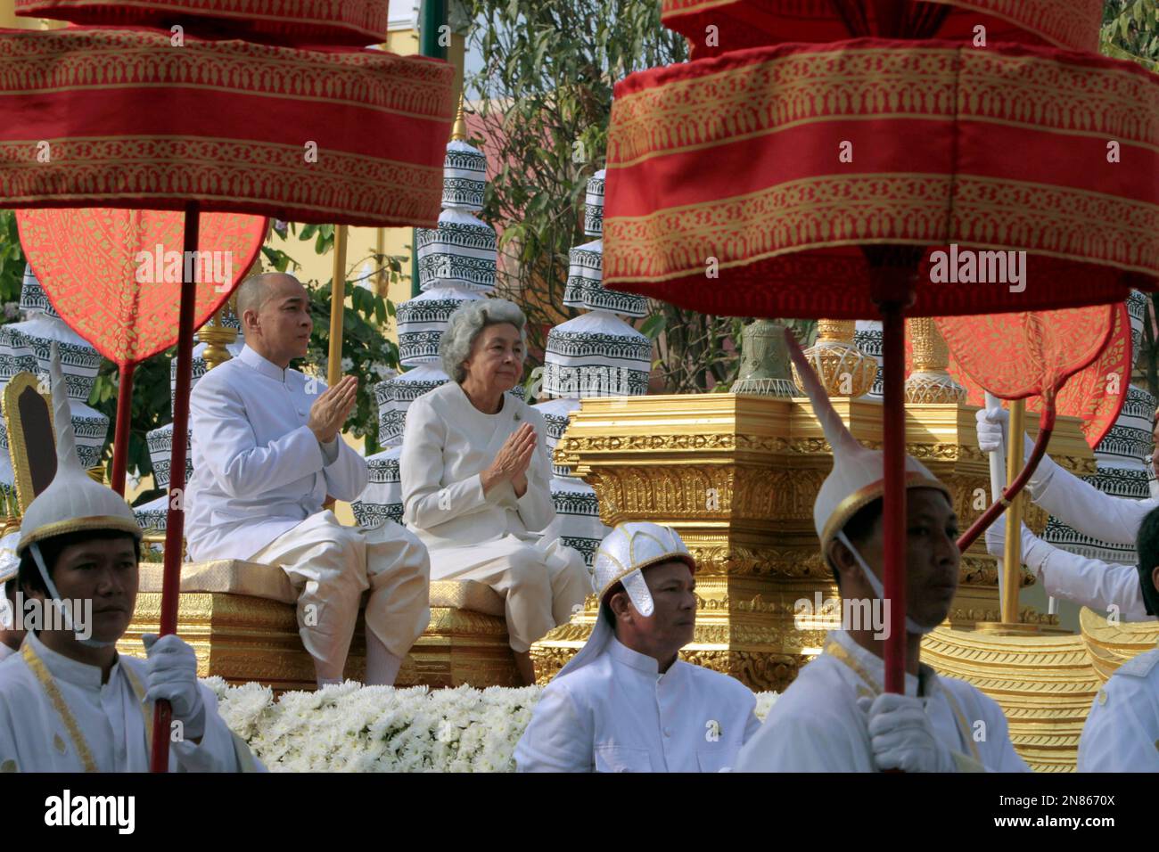Cambodia's King Norodom Sihamoni, left, and Queen Mother Norodom ...