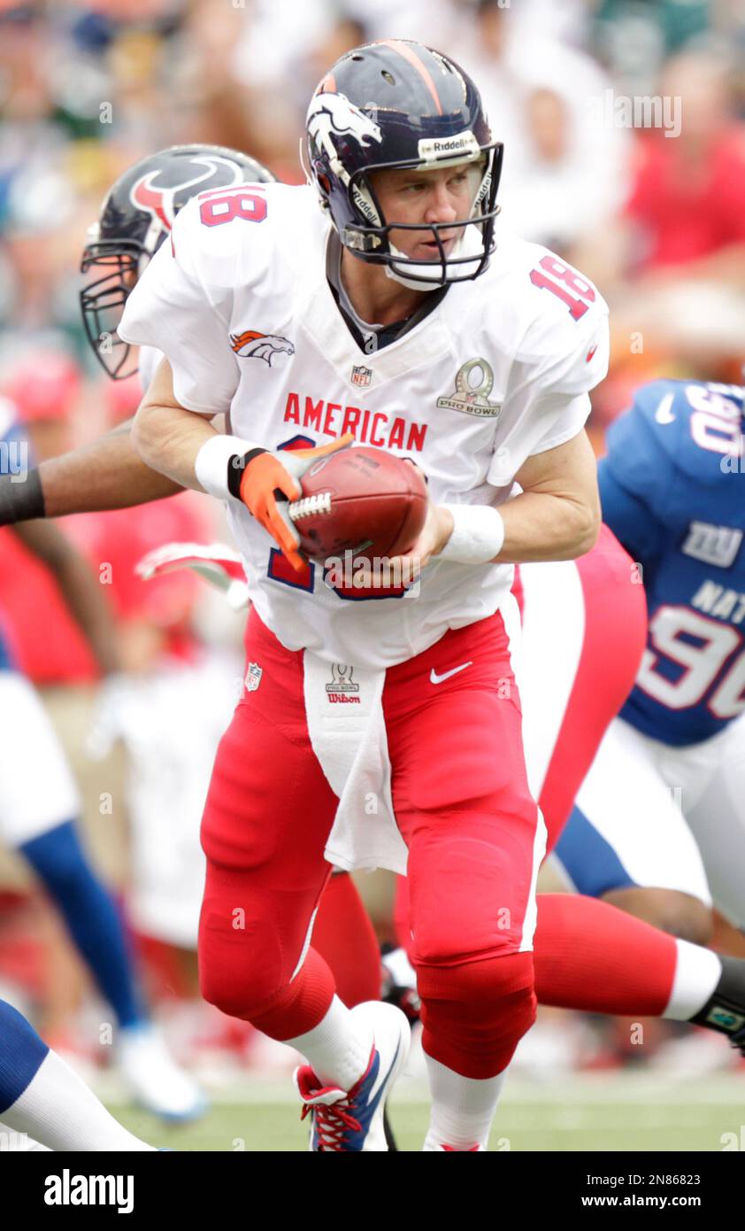 Denver Broncos quarterback Peyton Manning (18) of the AFC in the first ...