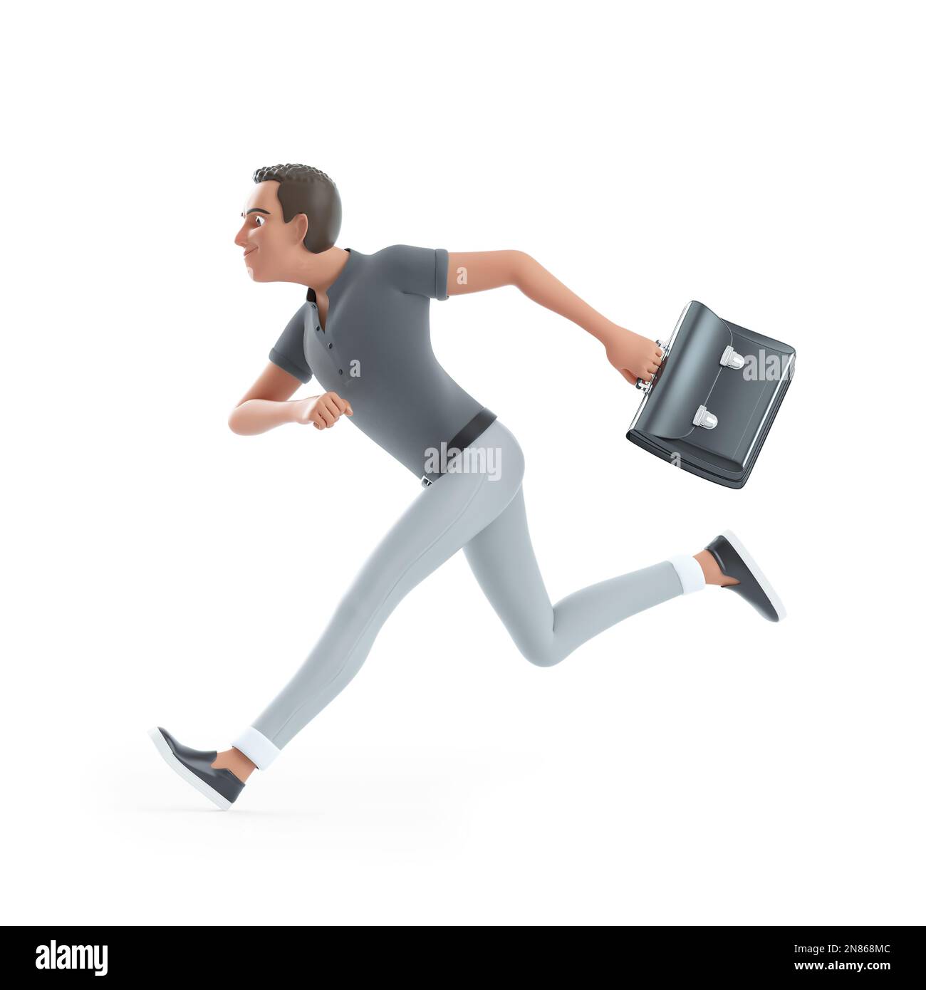 3d character man running with a briefcase, illustration isolated on ...