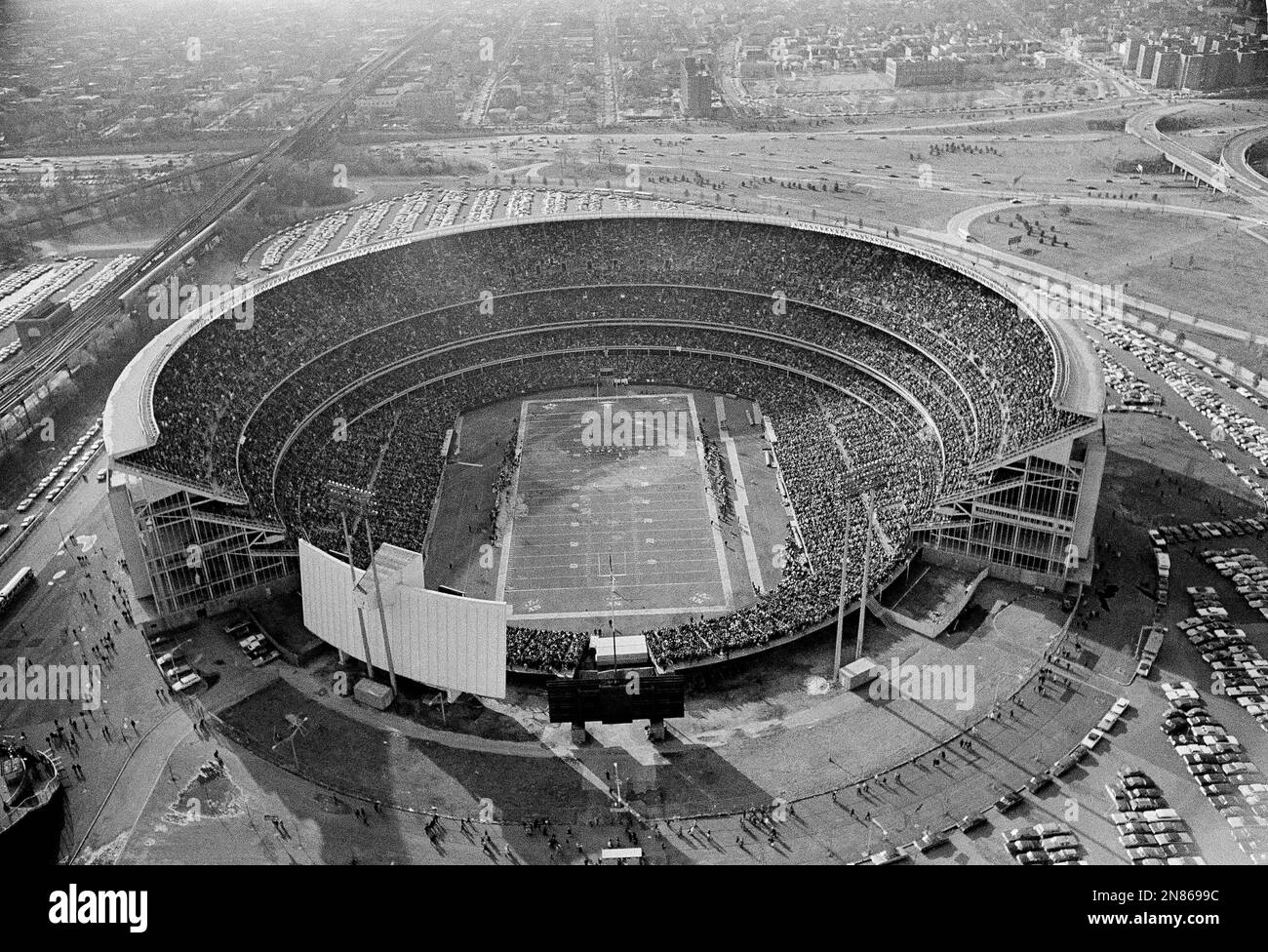 Aerial view of New York's Shea Stadium during game between the Jets and ...