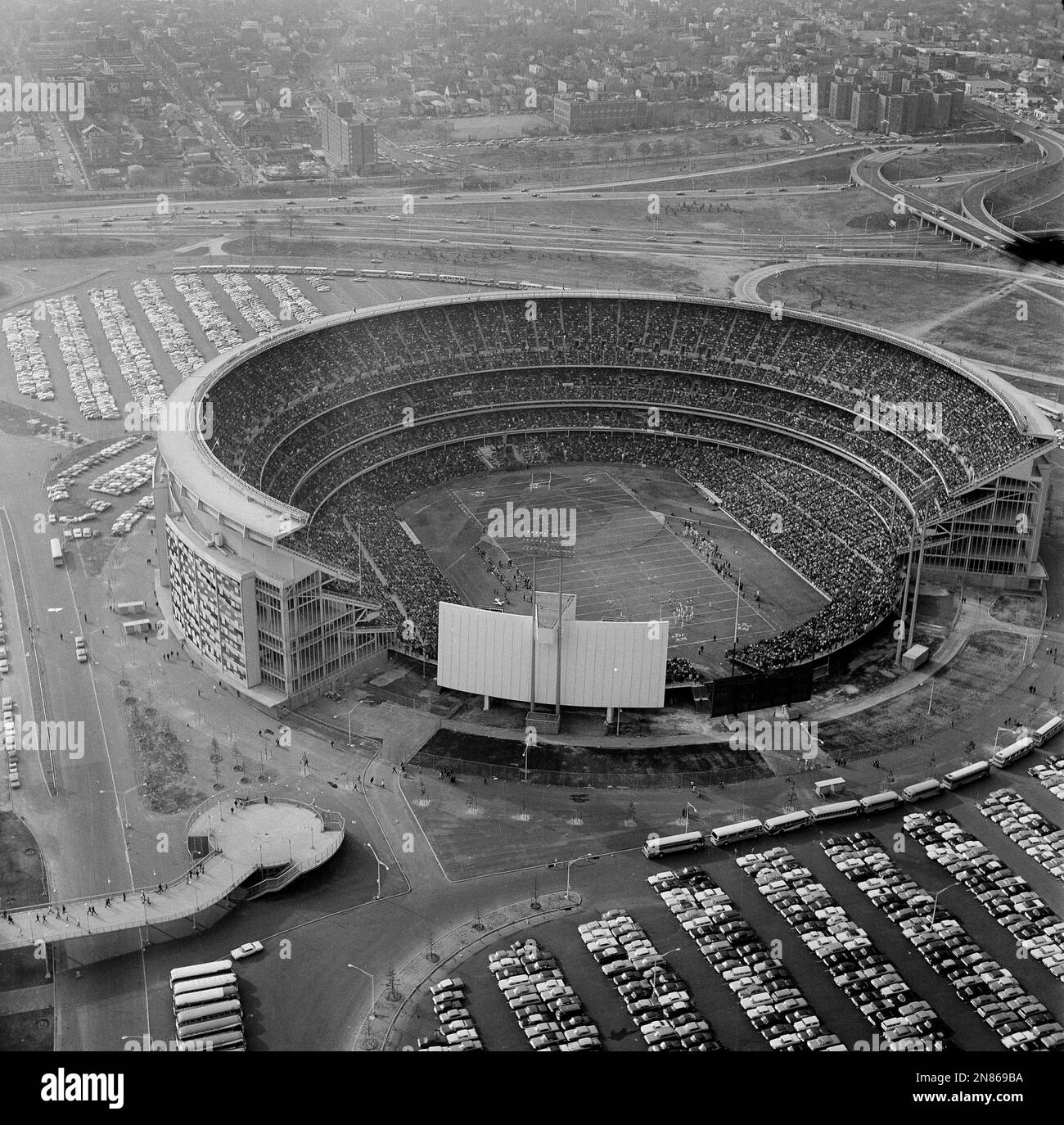 This is a helicopter view of New York's Shea Stadium during a record ...