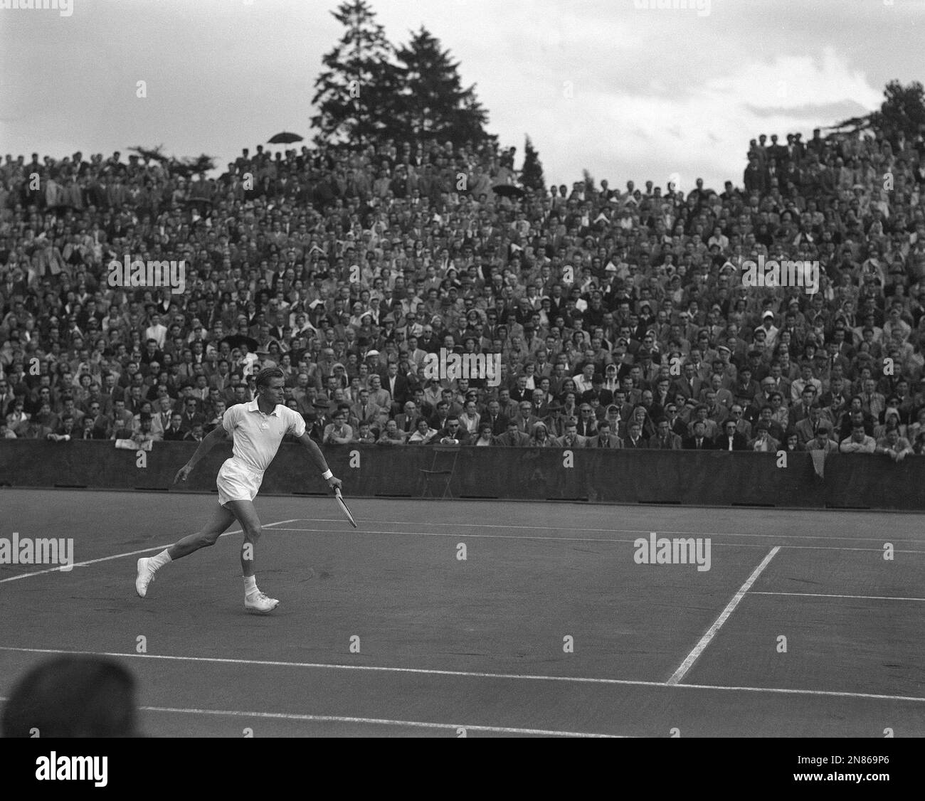 Tony Trabert of the U.S., won the men's singles championship in the ...