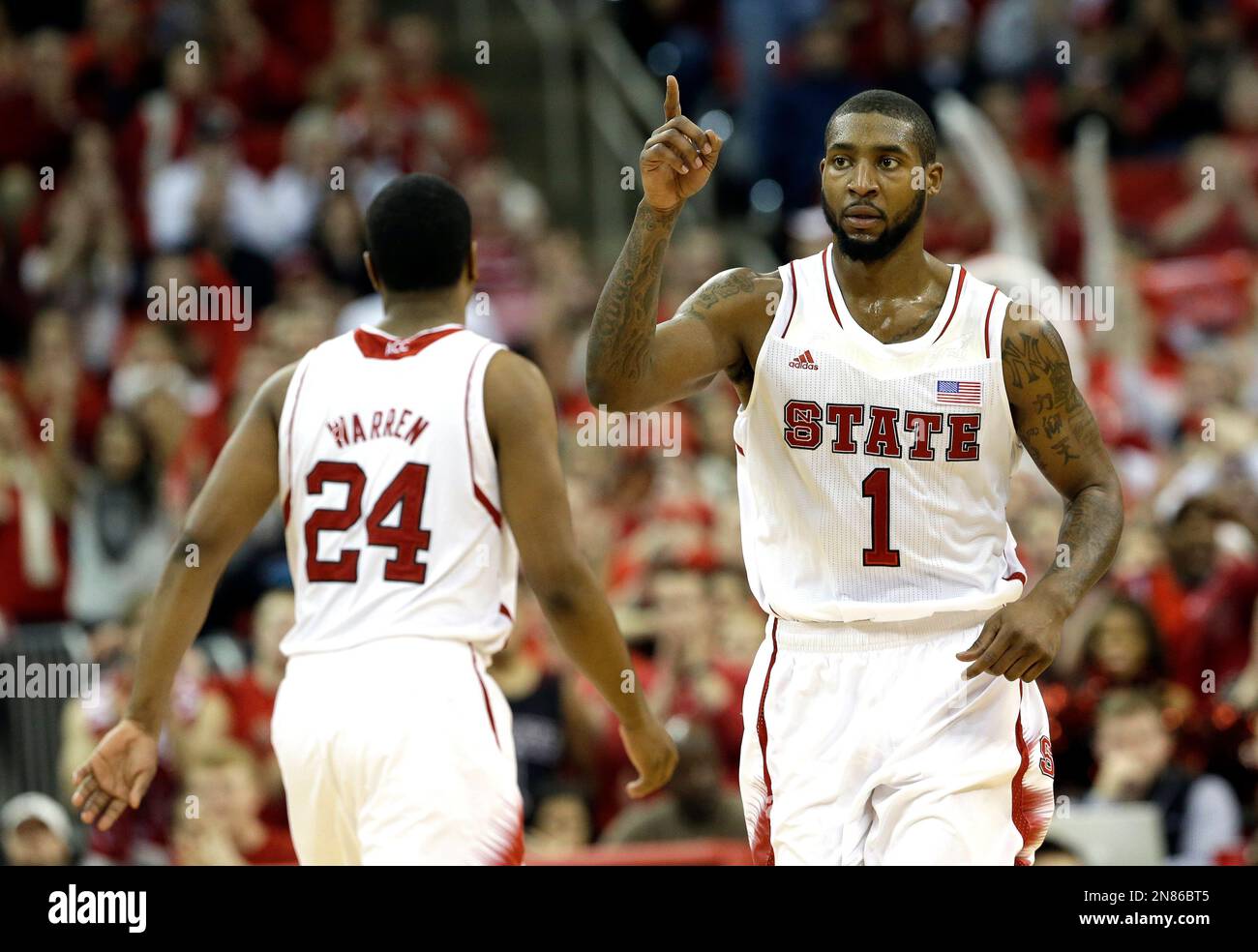 North Carolina State's Richard Howell (1) reacts during the second half ...