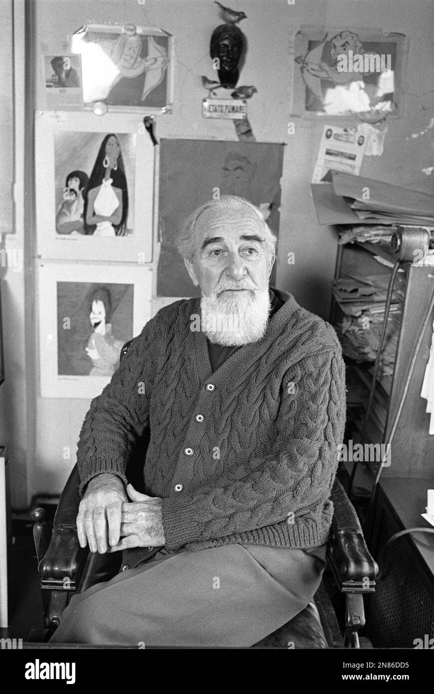 Artist Al Hirschfeld is photographed at home in New York City, Jan. 11 ...