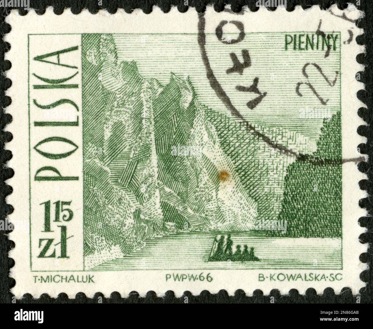 TIMBRE OBLITÉRÉ POLSKA. 1966. PIENINY. 1,15 ZL Stock Photo - Alamy