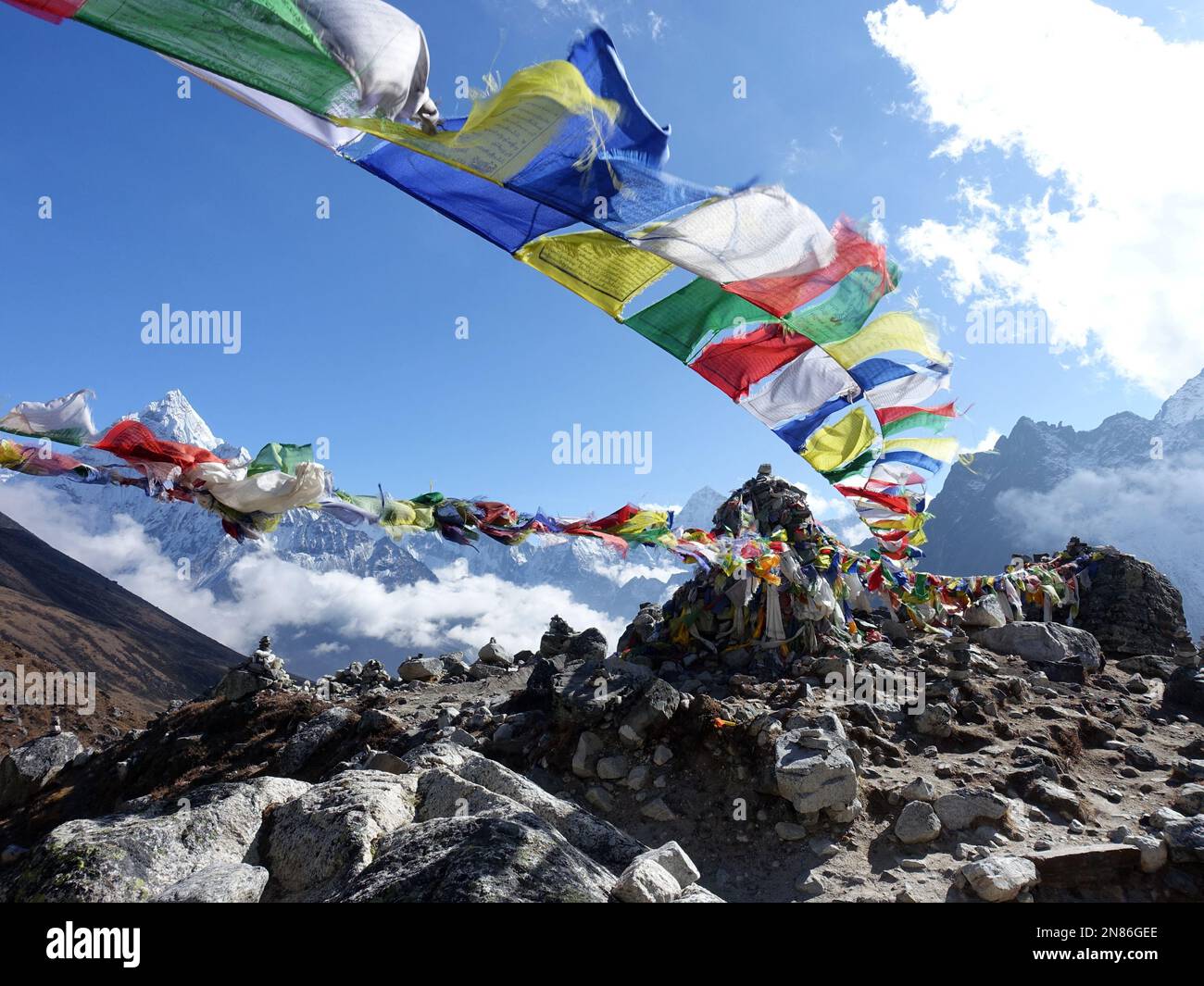 The colorful prayer flags in the Himalayas Stock Photo - Alamy