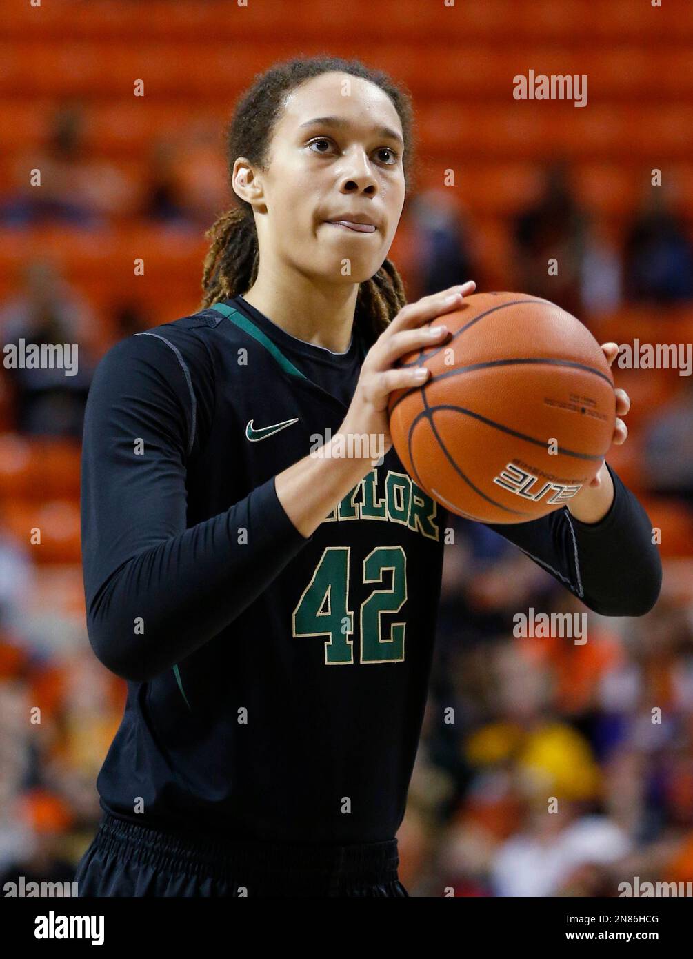 Baylor 's Brittney Griner (42) prepares to take a foul shot against ...