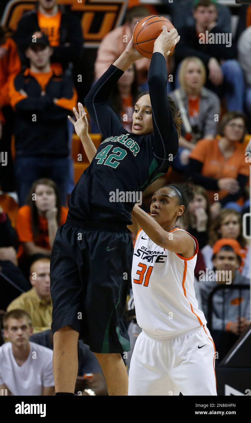 Baylor 's Brittney Griner (42) grabs a rebound in front of Oklahoma ...