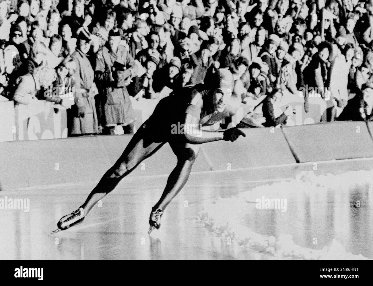 Eric Heiden is shown in action during the 500 meter race in the World ...