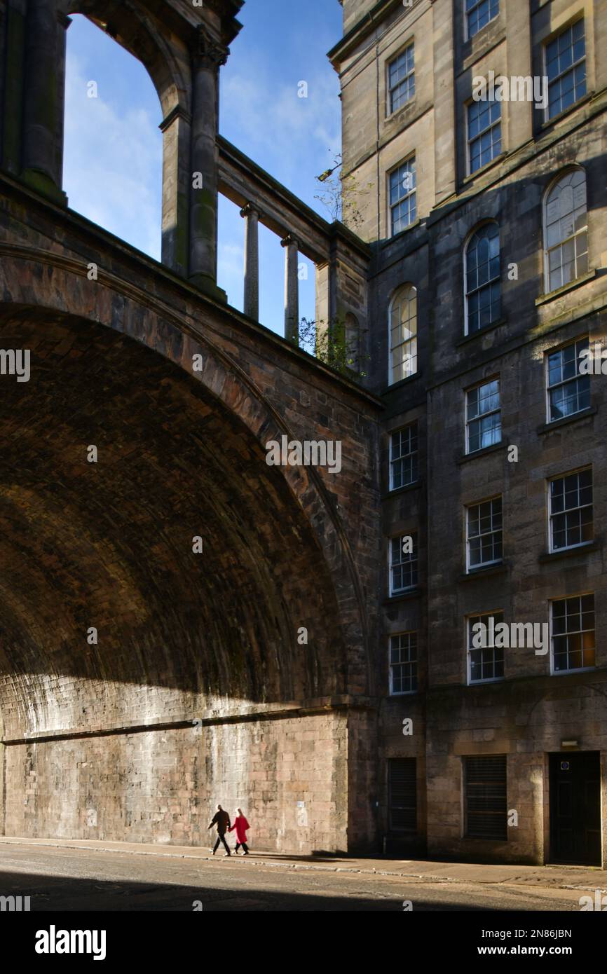 Edinburgh Scotland, UK 11 February 2023. WEATHER: UK, A couple are ...