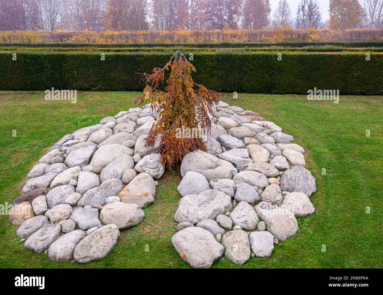 The garden of Fluid Sculpture of Giuseppe Penone artist at Venaria ...
