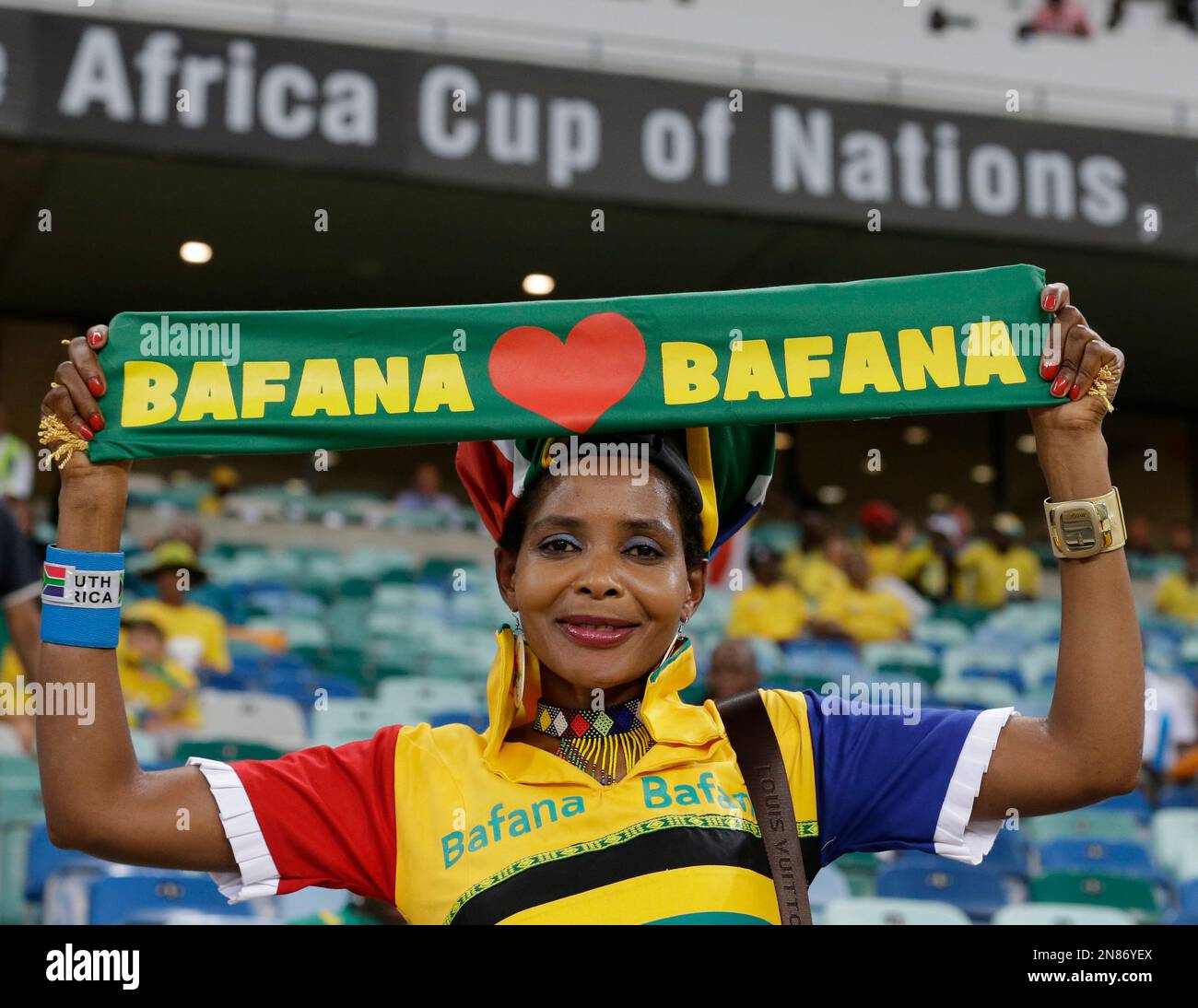 A South Africa fan awaits the start of South Africa's African Cup of ...