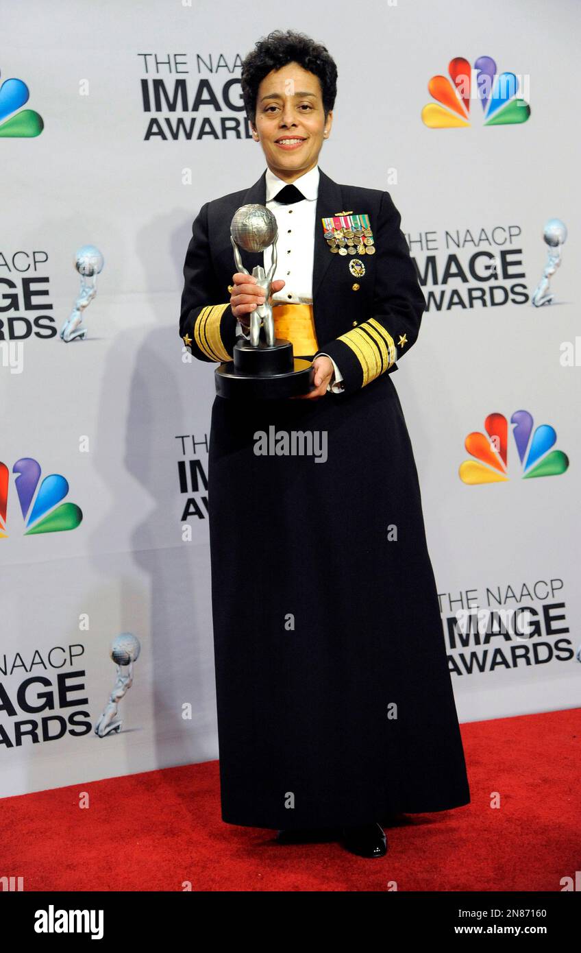 Vice Admiral Michelle Howard poses backstage with the Chairman's award ...