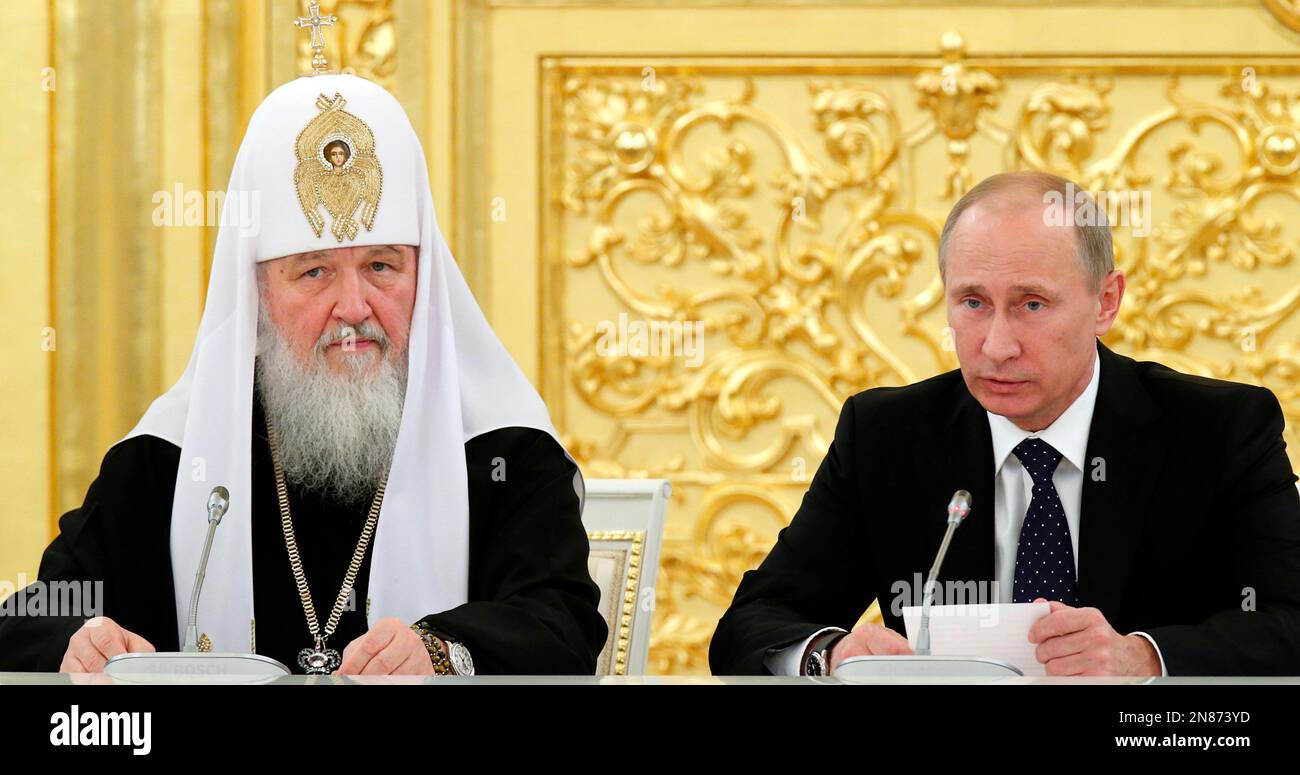Russian President Vladimir Putin and Russian Orthodox Patriarch Kirill ...