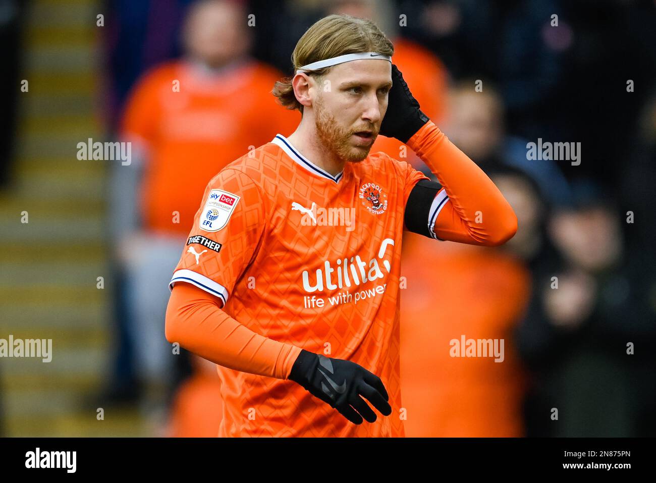 Josh Bowler #11 of Blackpool during the Sky Bet Championship match ...