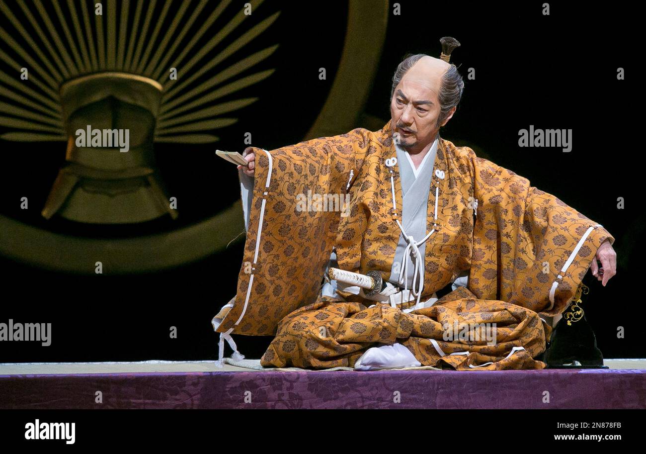 Masachika Ichimura as the Shogun Ieyasu Tokugawa, performs a scene from ...