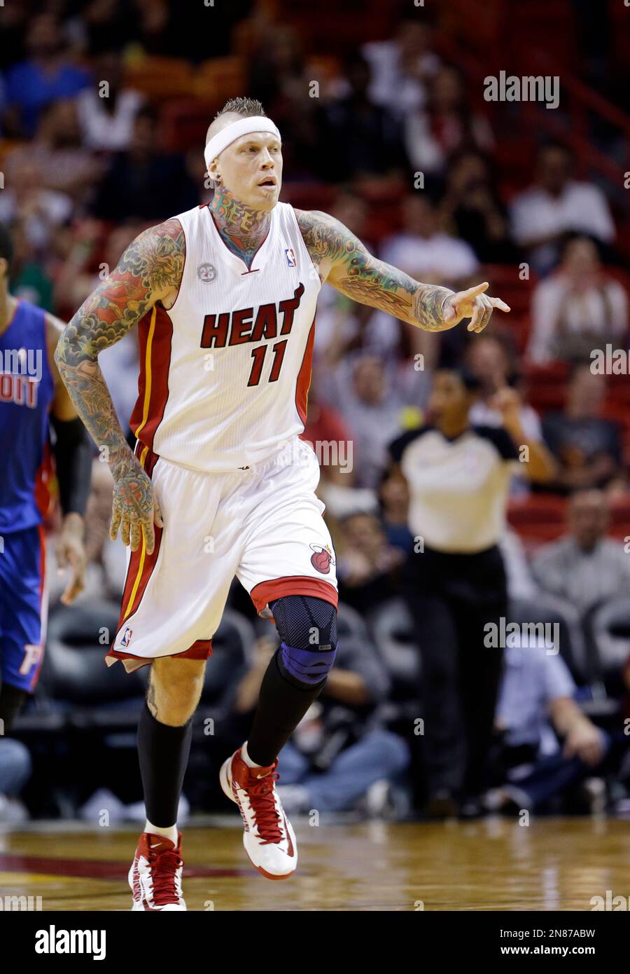 Miami Heat forward-center Chris Andersen celebrates after scoring ...