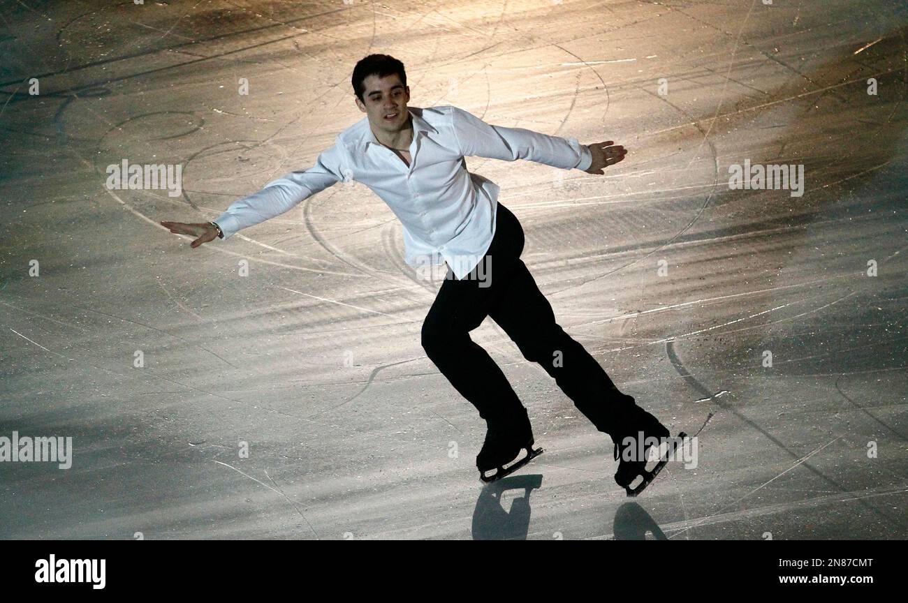 Javier Fernandez, of Spain, skates during the gala exhibition for the ...