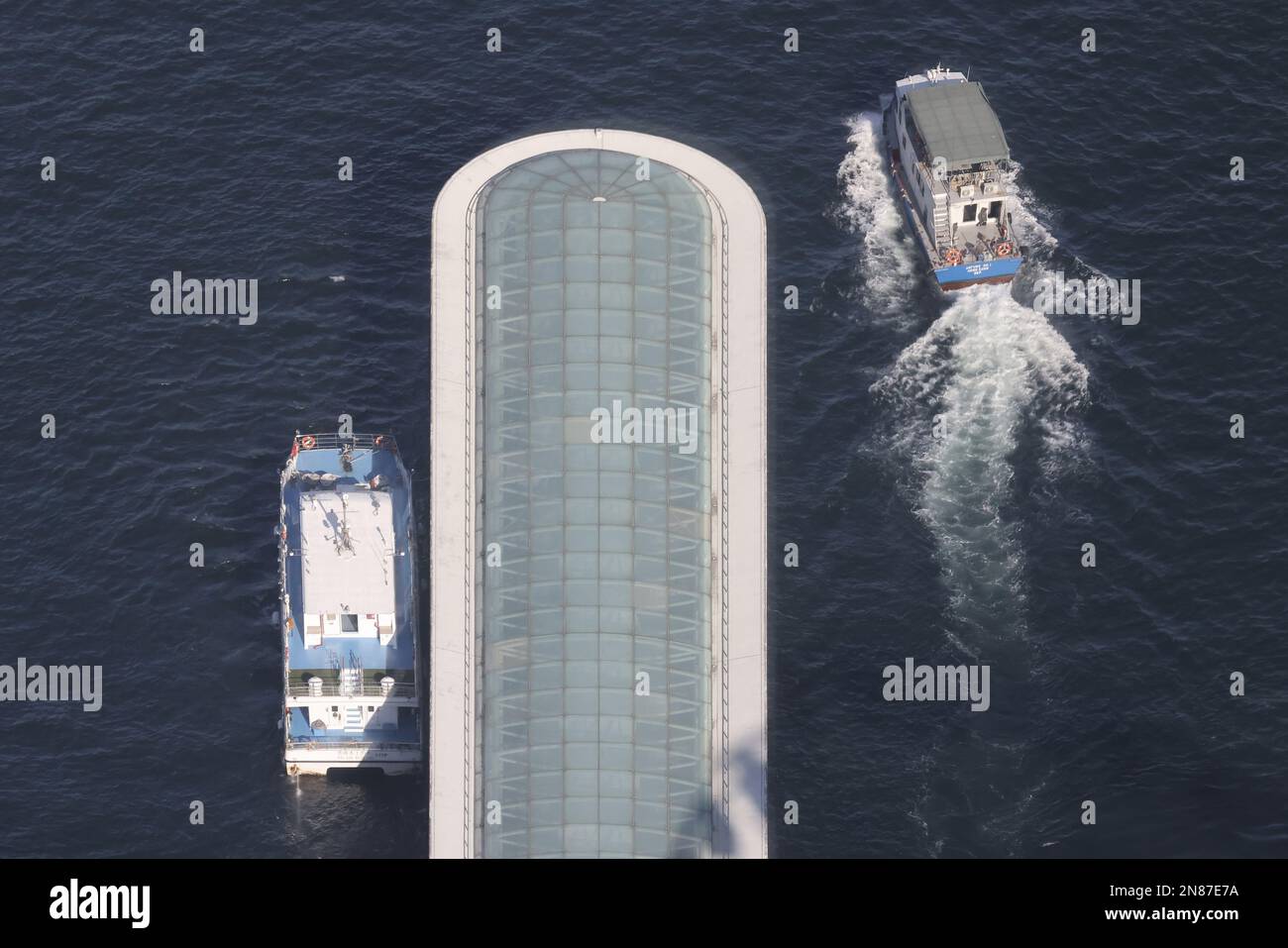 Bird's eye view of Central pier 9 from HKMA offices at Two IFC. 30JAN23 ...