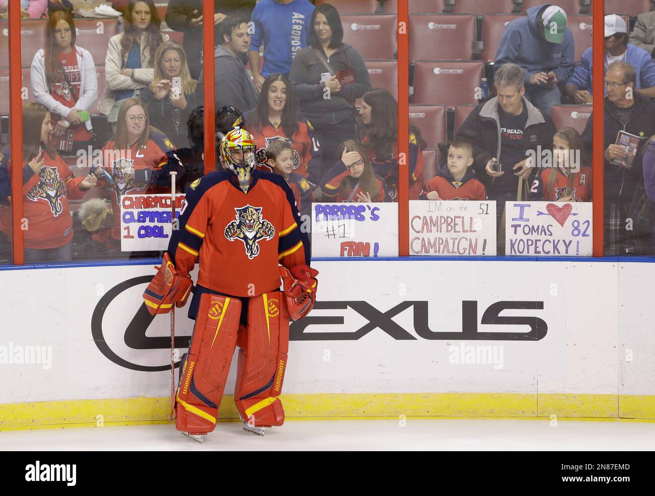 Florida Panthers goalie Scott Clemmensen is shown during warmups before ...