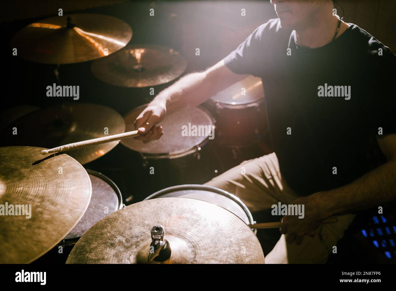 Unrecognizable drummer man playing drums hi-res stock photography and ...