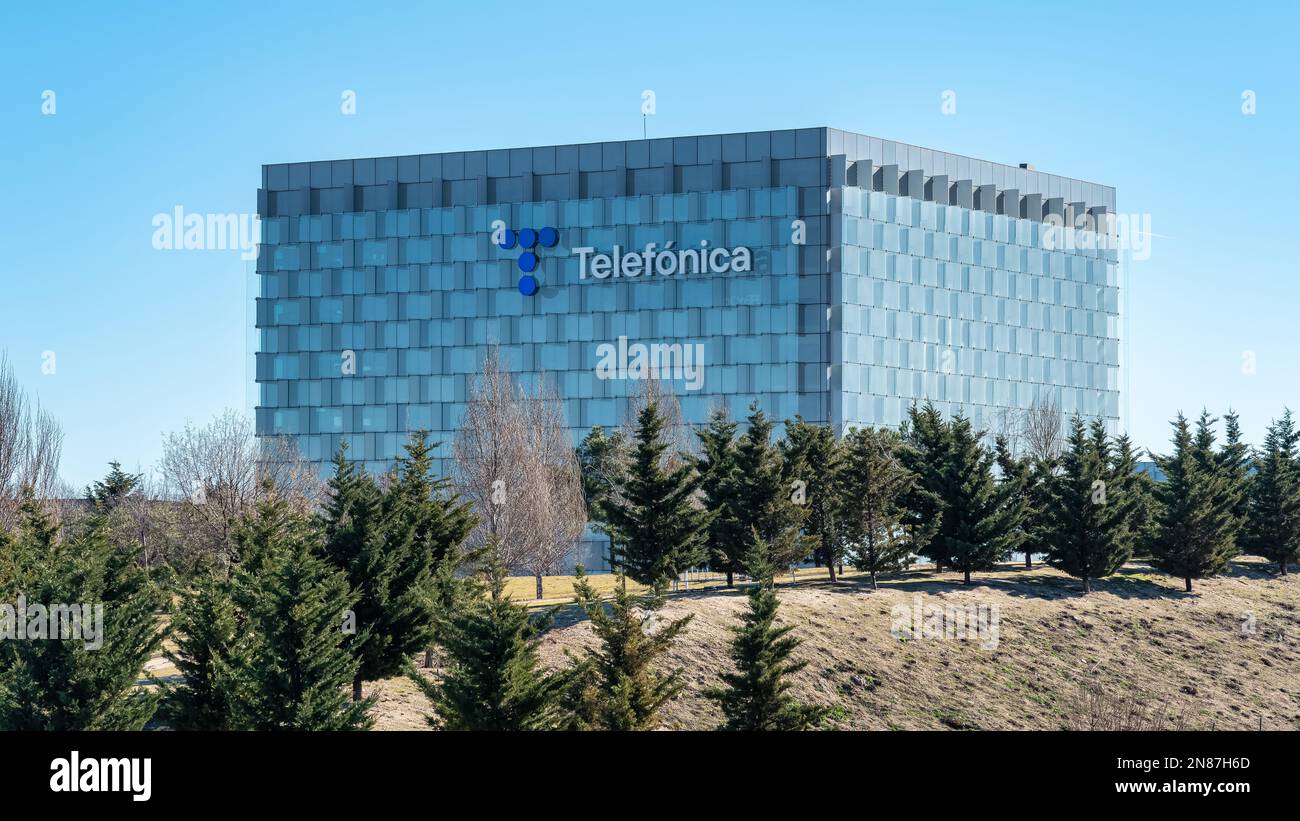 Madrid, Spain, February 4, 2023: Glass and metal building of the ...