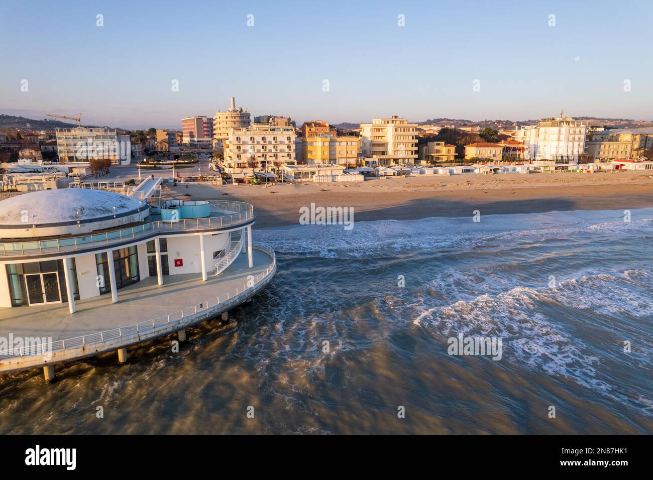 Aerial view of Italian coast in Senigallia town Stock Photo - Alamy